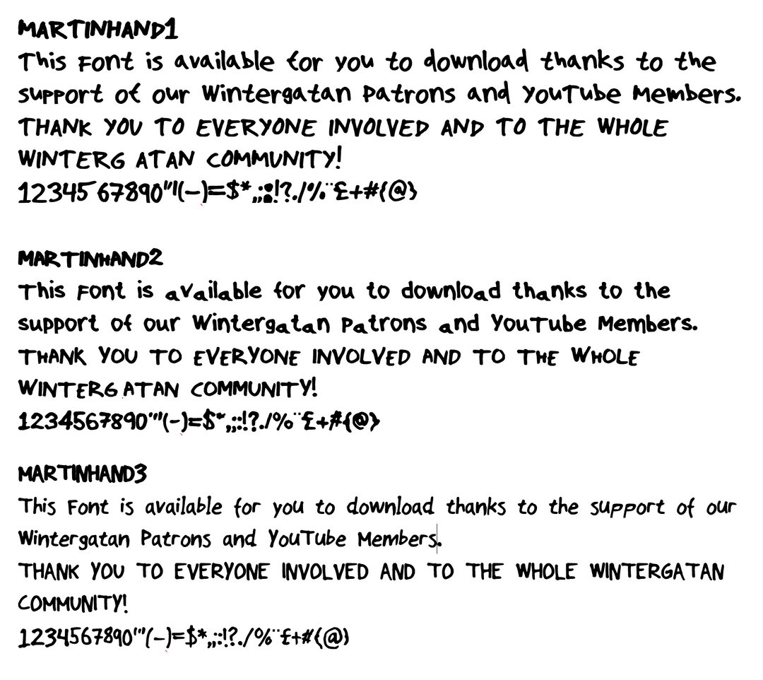 Martin's Handwriting Font Collection – WINTERGATAN